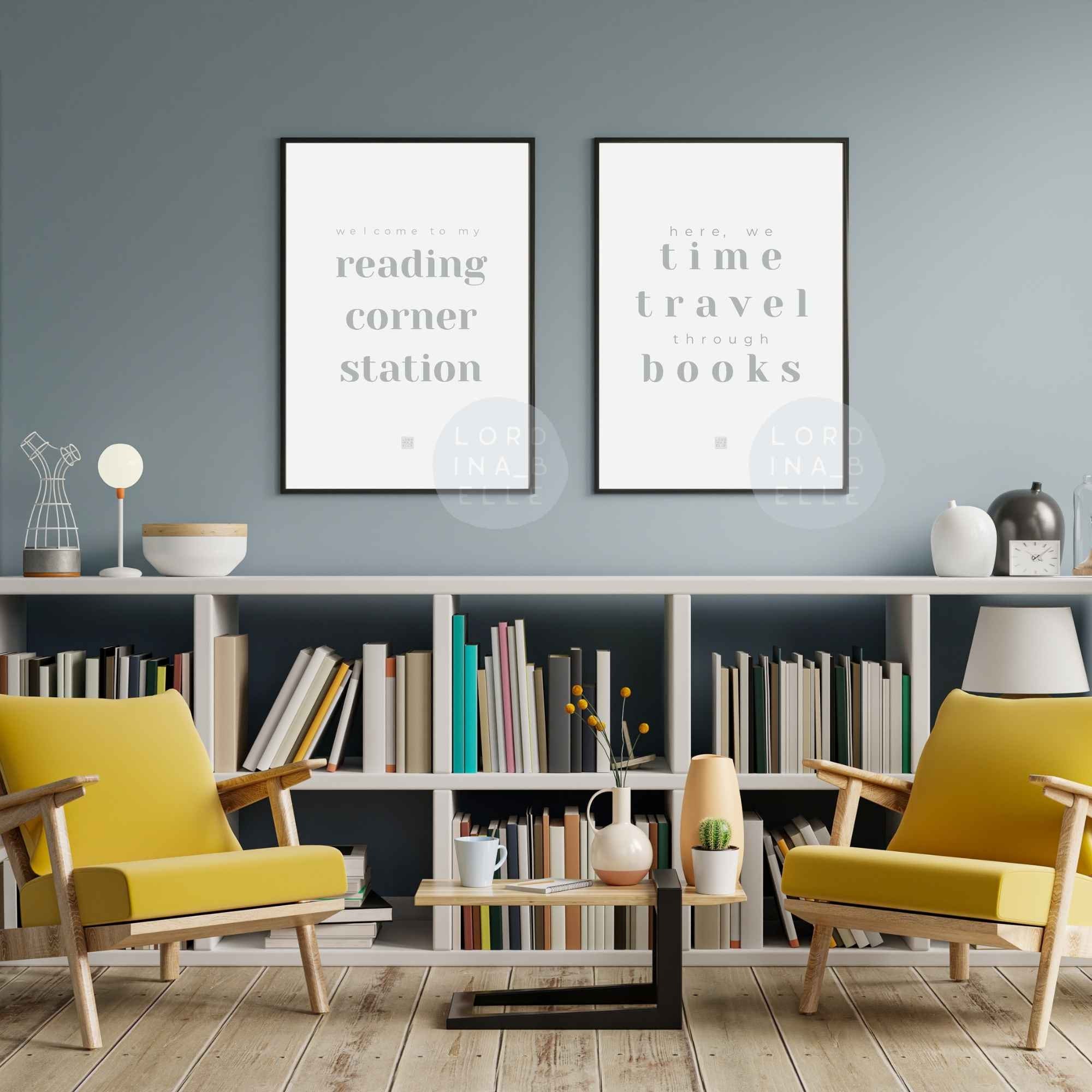 Whimsical Library Wall Decor, Time Traveling Art Decor, Library Room ...