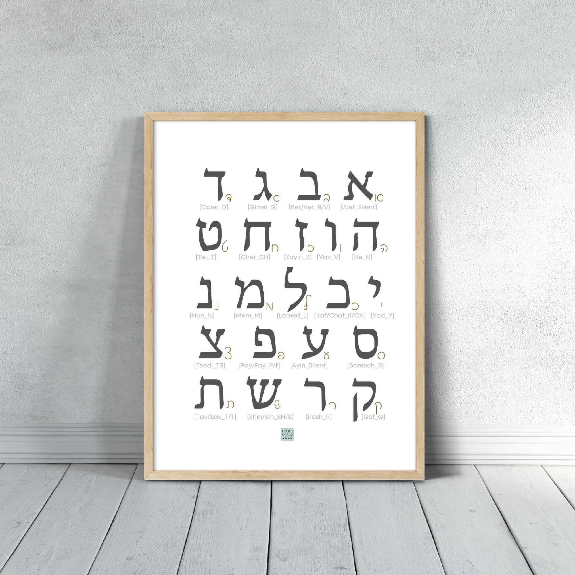 Hebrew Alphabet Printable Educational Wall Art Children Wall - Etsy