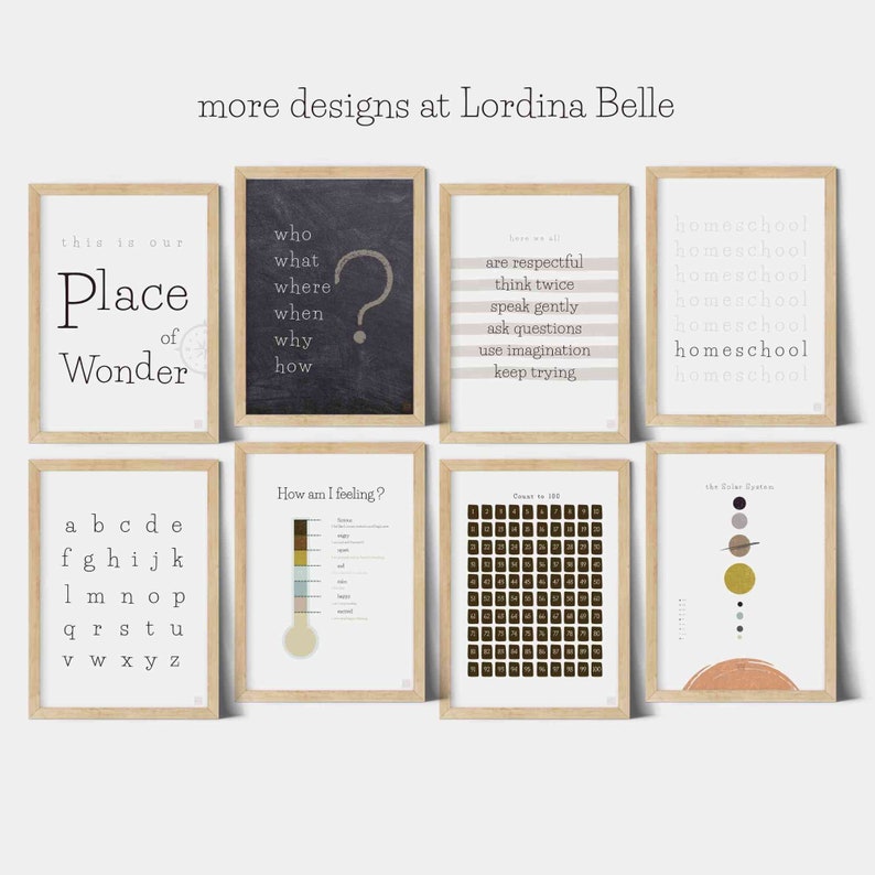 Alphabet Chart Print, Feelings Chart, Whimsical Kids Wall Decor Set of ...