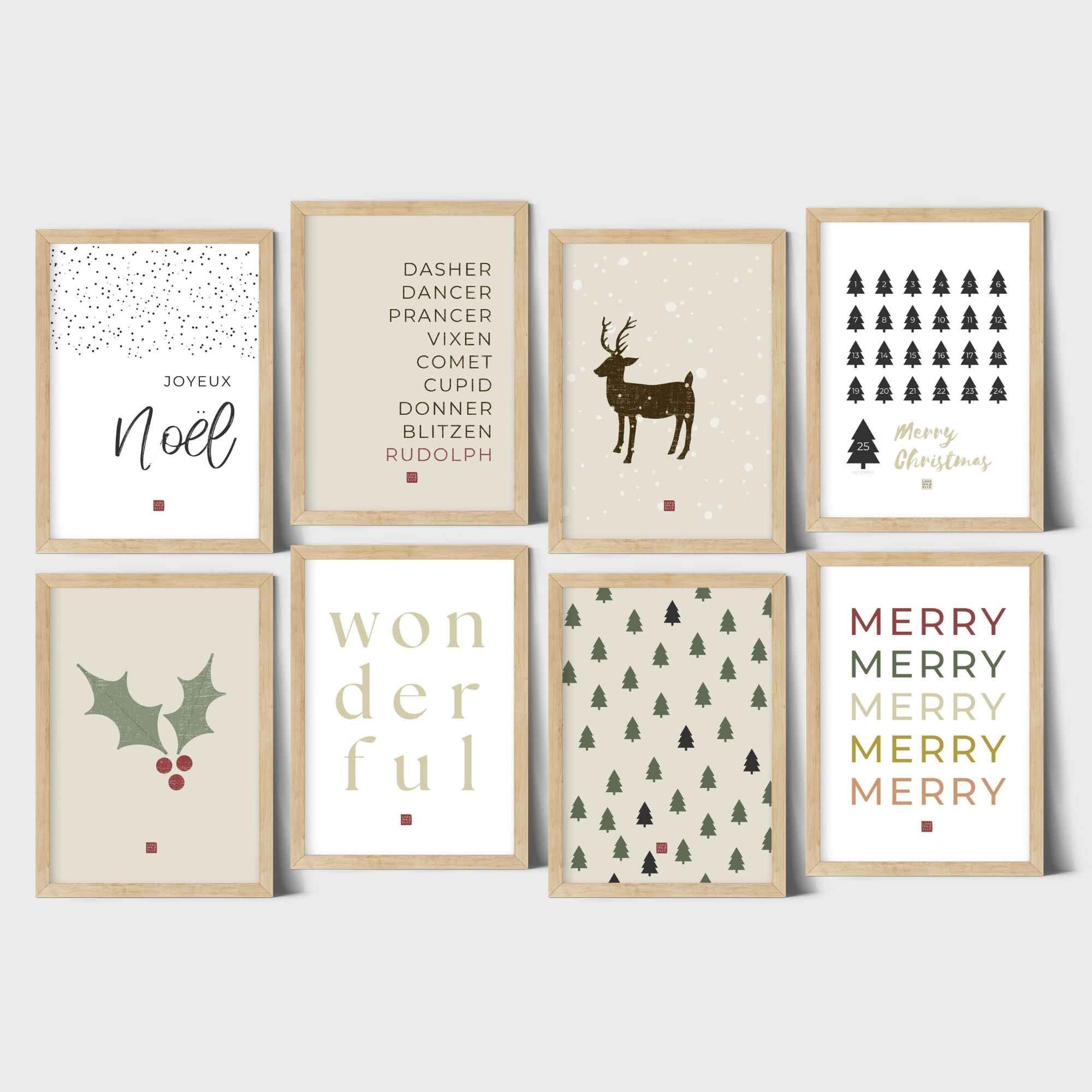 Boho Christmas Decor, 8 Christmas Printables, Mid Century Modern ...