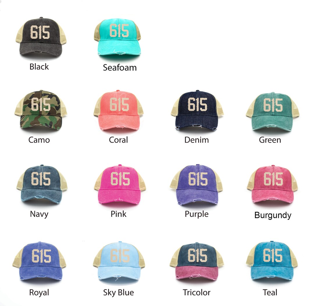 615 Area Code Distressed Trucker Hats - Etsy
