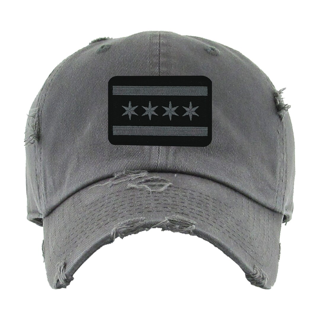 Blacked Out Chicago Flag Patch Dad Hats - Etsy