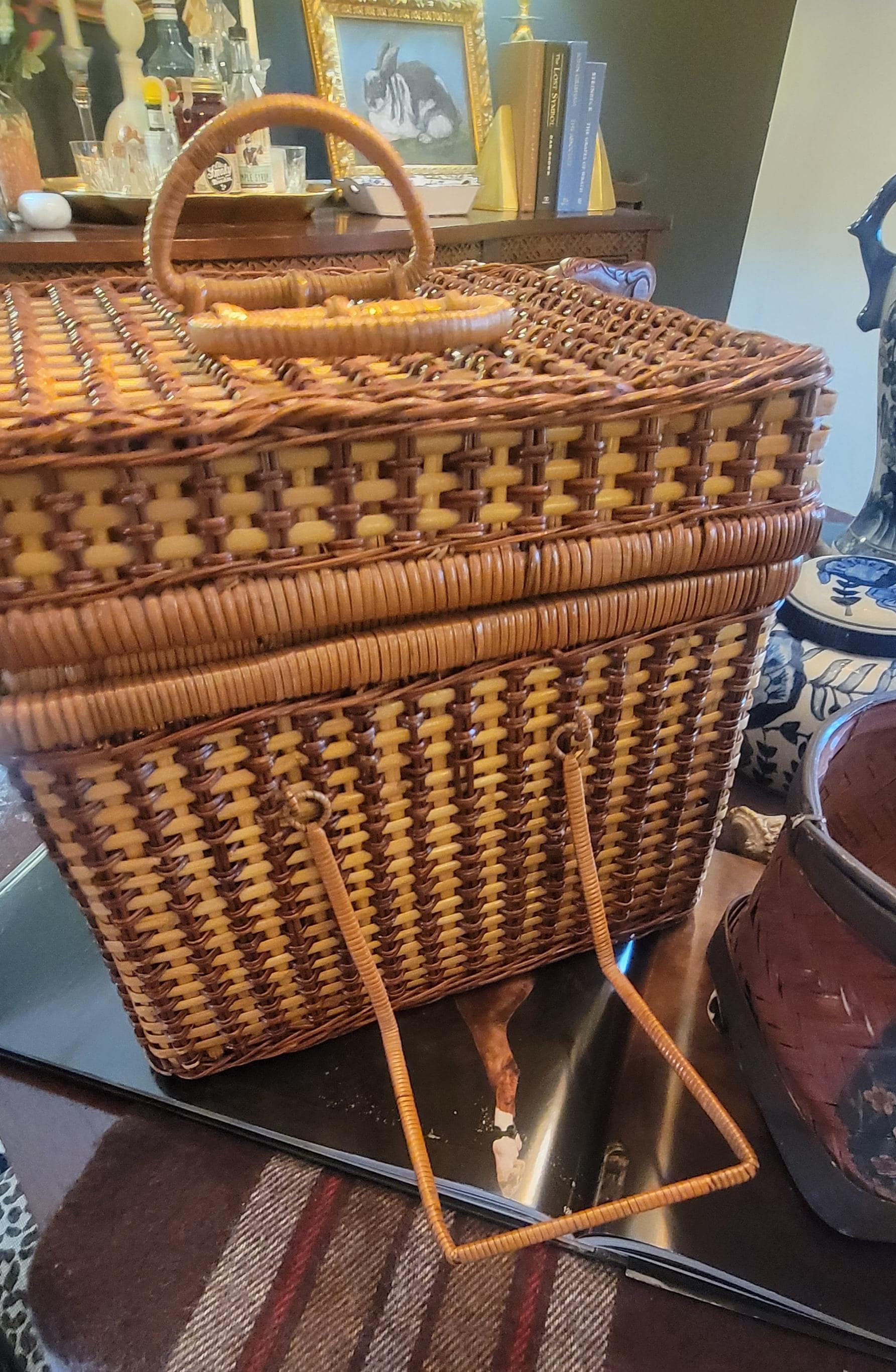 Vintage Woven Square Picnic Basket - Etsy