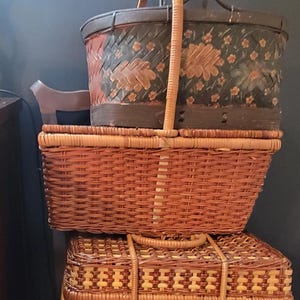 Vintage Woven Square Picnic Basket - Etsy