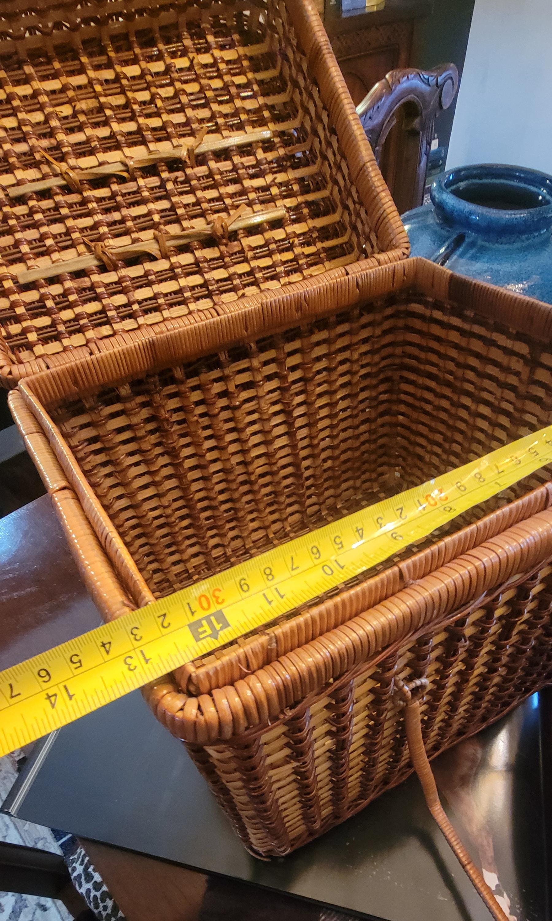 Vintage Woven Square Picnic Basket - Etsy