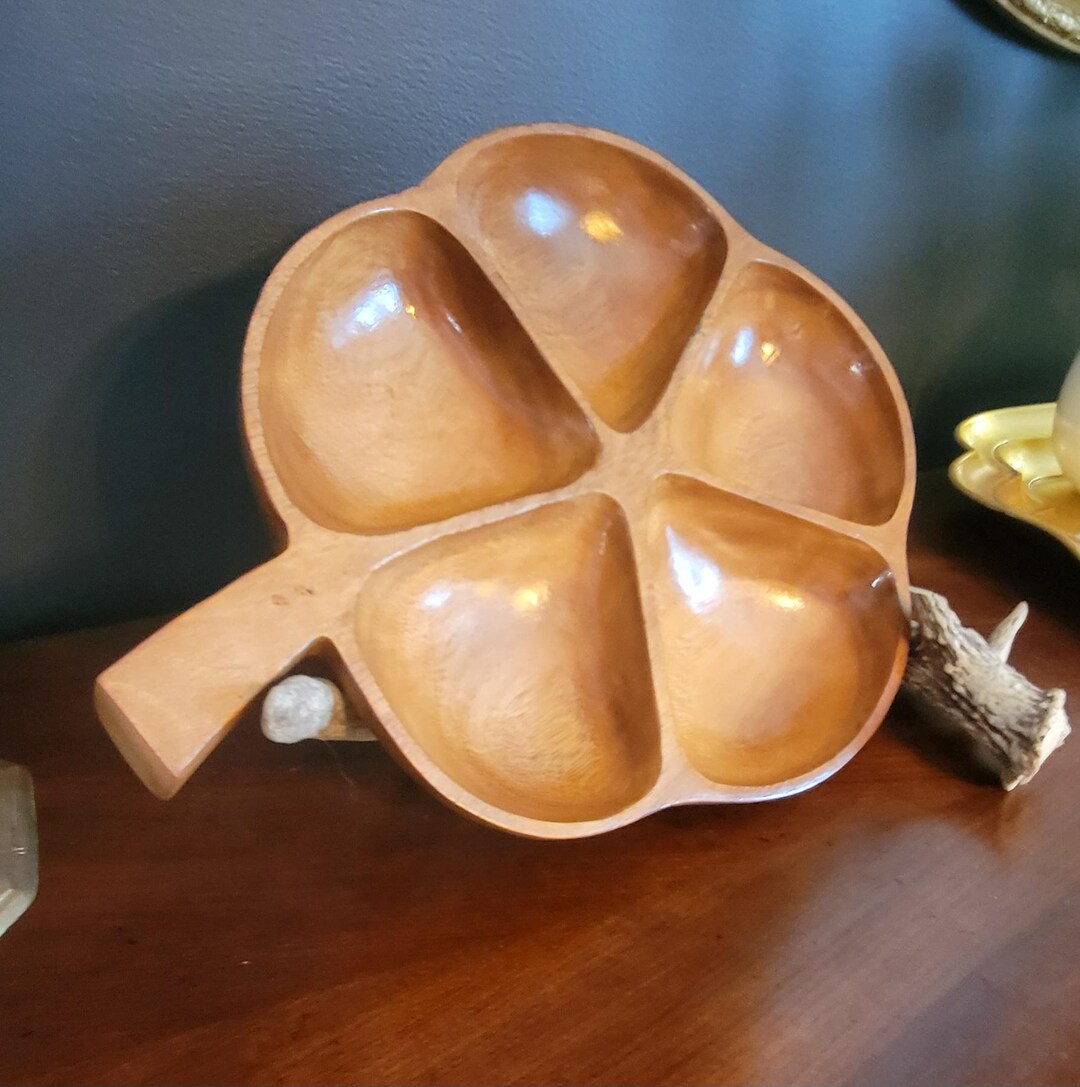 MCM Monkey Pod Wood Sectioned Serving Bowl - Etsy