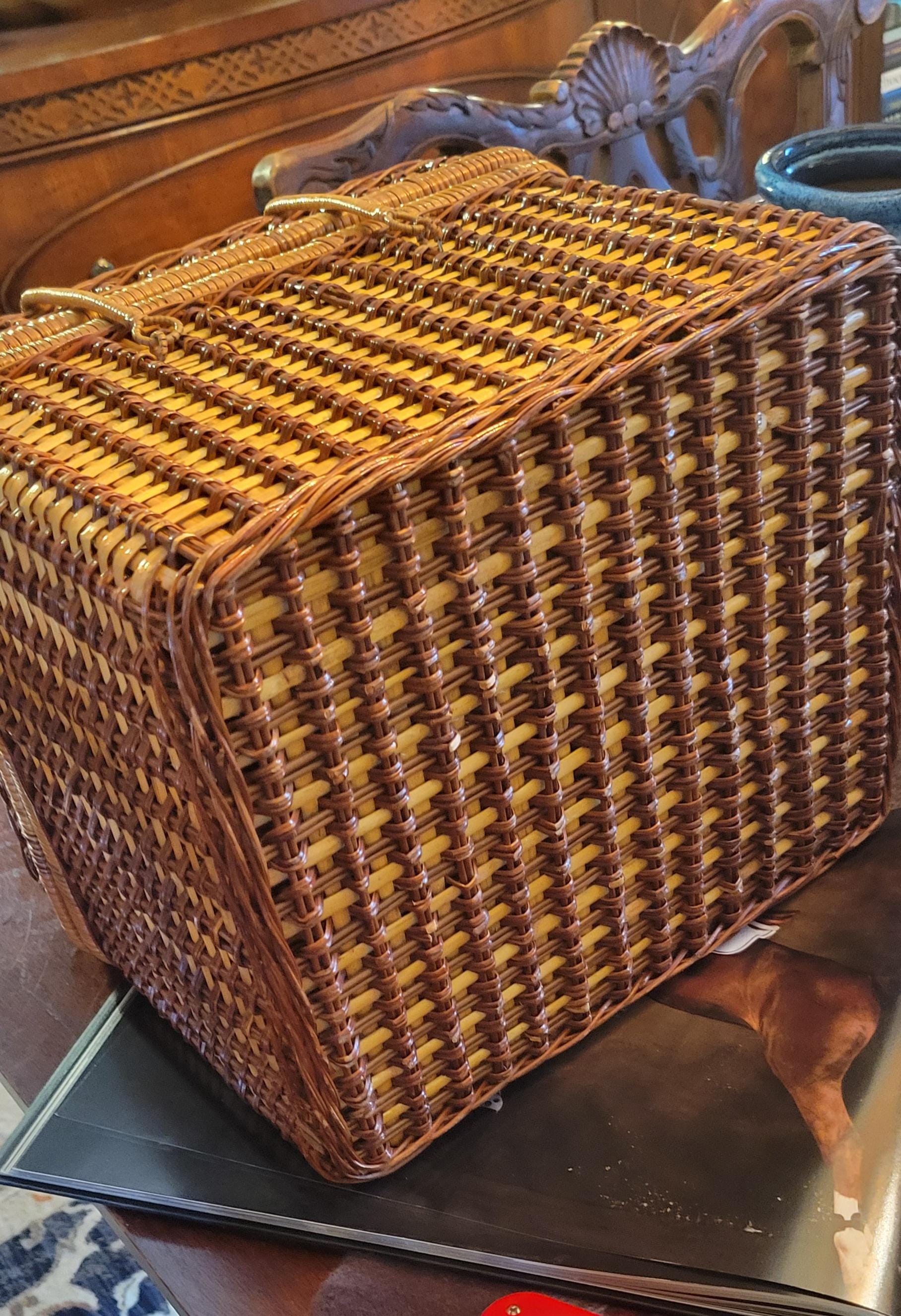 Vintage Woven Square Picnic Basket - Etsy
