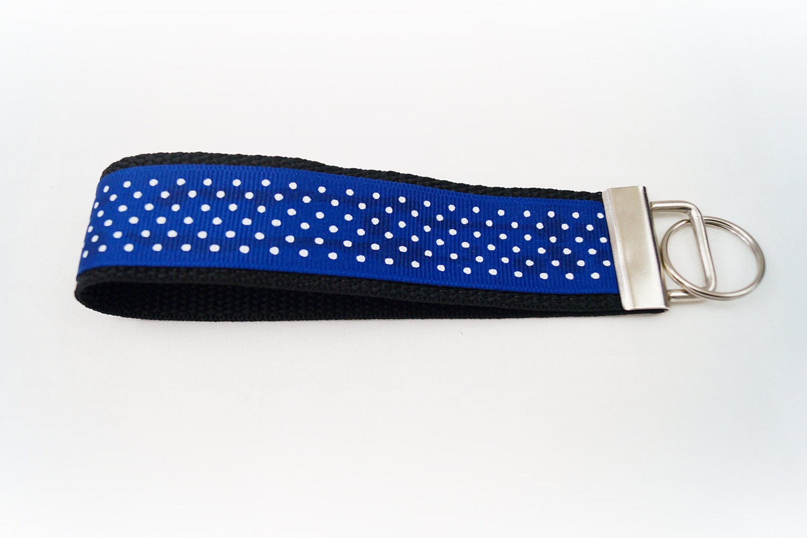 Blue Polka Dot Print Key Fob, Key Chain, Wristlet Key Fob - Etsy