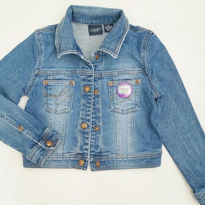 Girls DENIM Jean Jacket With Retro Style Pin Size 6X - Etsy