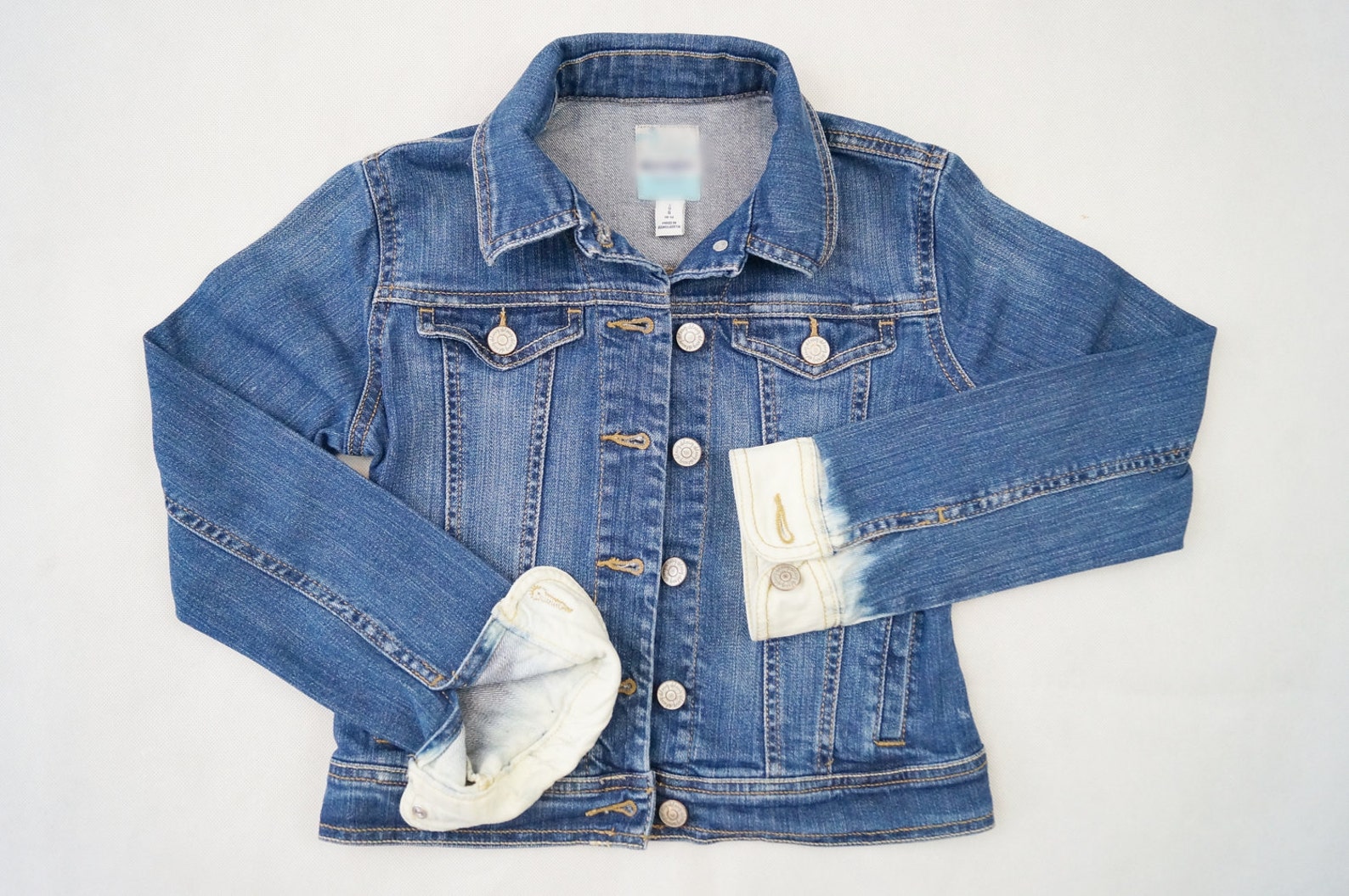 Girls Bleached Sleeve DENIM Jean Jacket Size M or L - Etsy