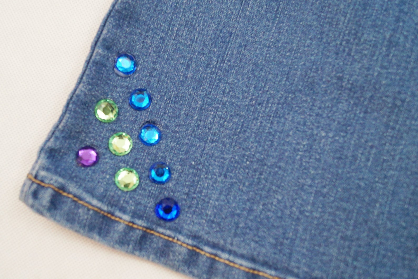 Girls Multi-colored Rhinestone DENIM Jeans Size 12S Flare | Etsy