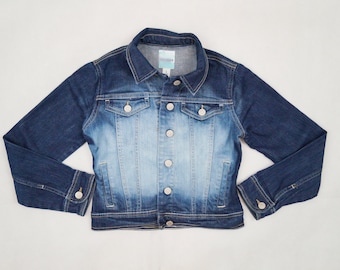 Girls DENIM Jean Jacket With Stenciled Pattern Size 10/12 | Etsy