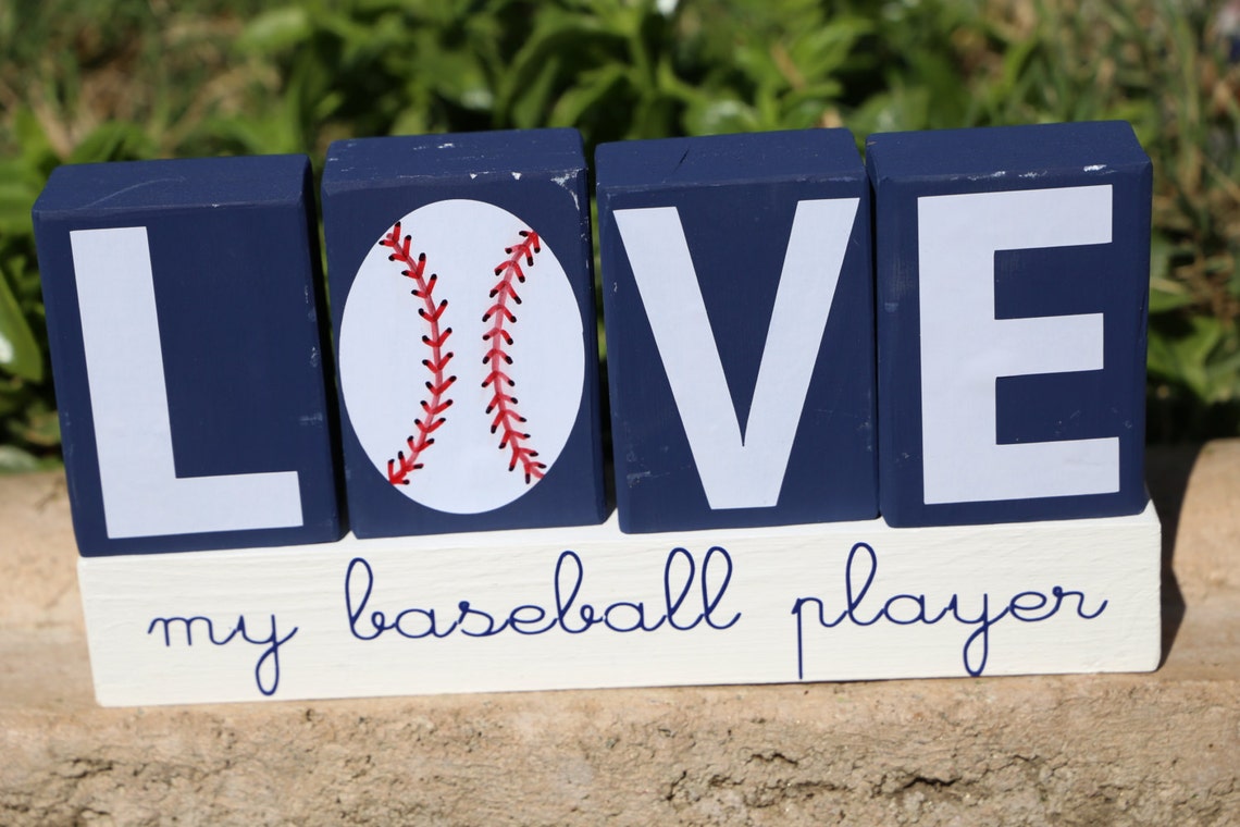 LOVE My Baseball Player Wood Blocks Baseball Wood Blocks - Etsy