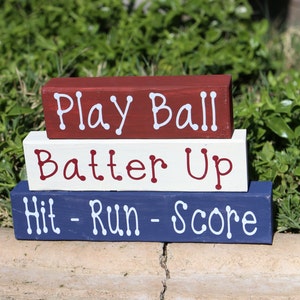 Baseball Wood Blocks, Play Ball-batter Up- Hit, Run, Score, Baseball ...