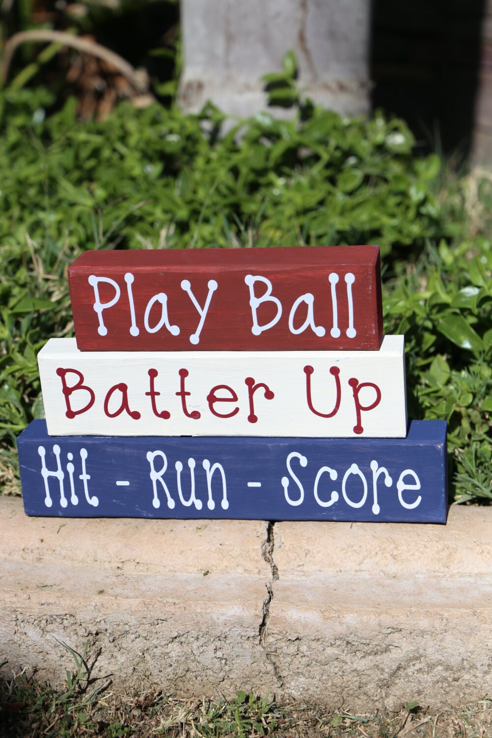 Baseball Wood Blocks Play Ball-batter Up Hit Run Score | Etsy