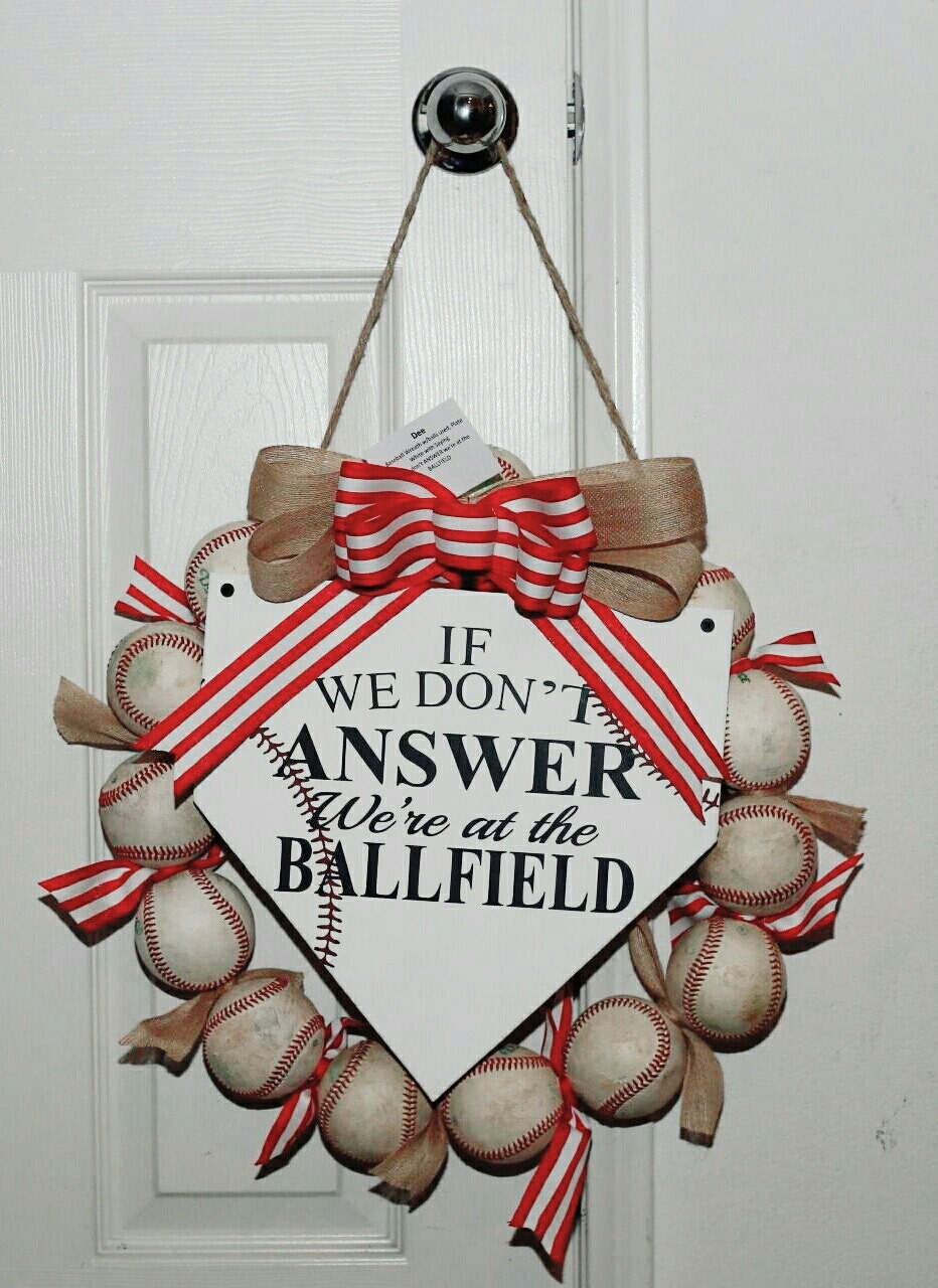 Baseball Wreath 16 Round Wreath Baseball Homeplate | Etsy
