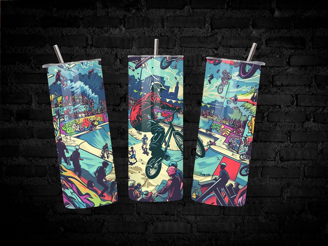 BMX 2 Straight Tumbler Wrap ,BMX Bike 20 Oz Skinny Tumbler Sublimation ...