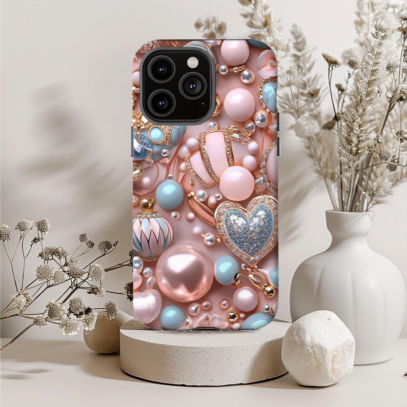 Enamel Bead Phone Case: Pastel Jewelry Design, Protective Cover - Etsy