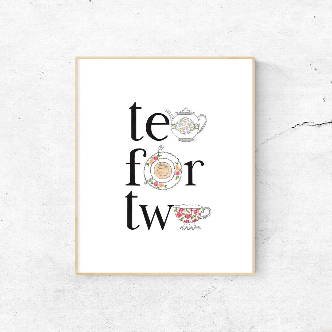 Tea for Two Tea Set Digital Art Print | Teacup Home Decor | Teapot ...