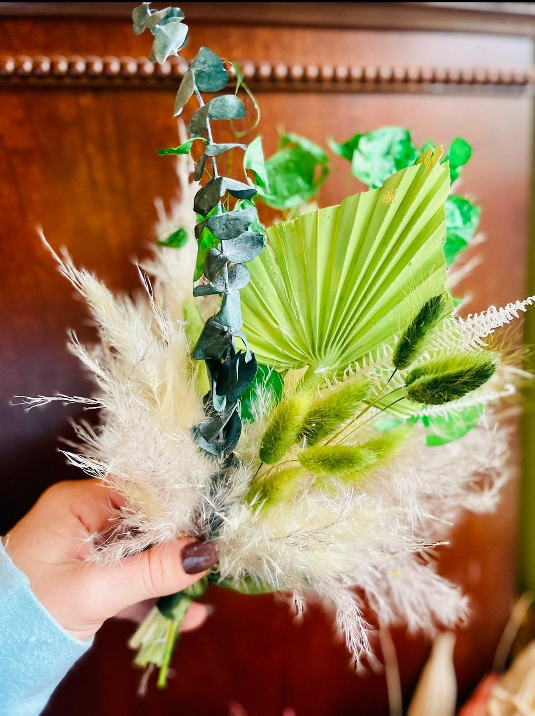 Green Flower Bouquet | Natural Dried Flower Bouquet Dried Flowers for ...