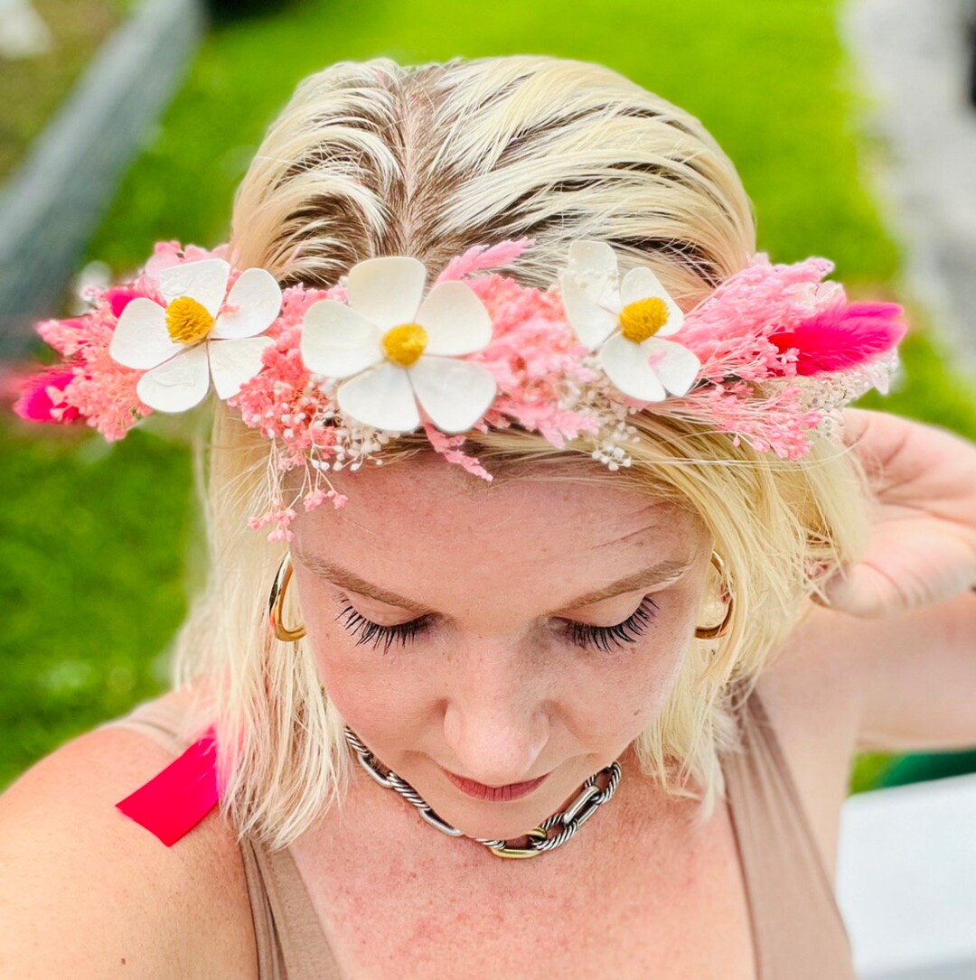 Pink Flower Crown Flower Wreath for Women Easter Flower Crown Dried ...