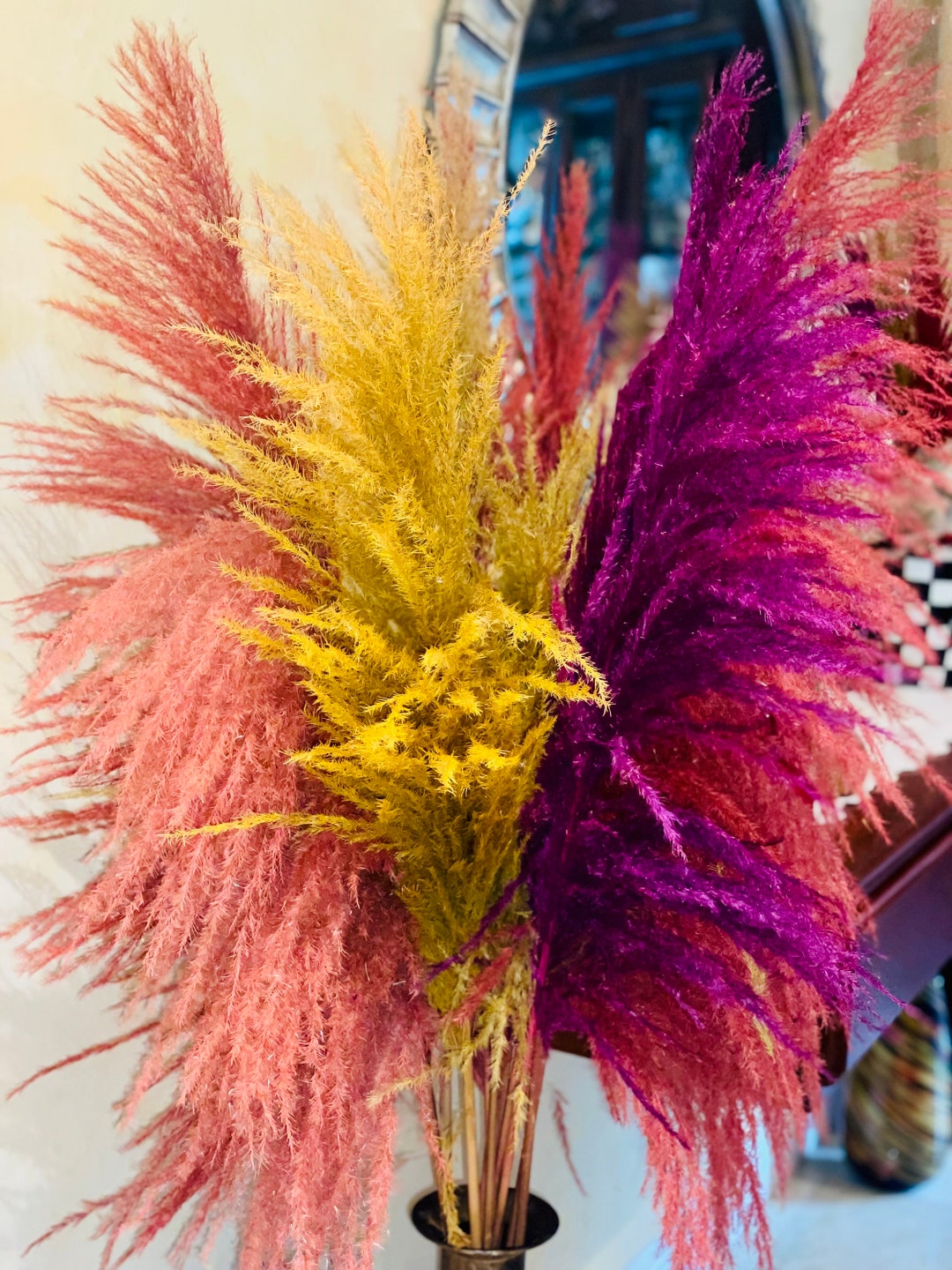 Mustard Premium Pampas Grass | Fall Dry Flowers | Fall Home Decor ...
