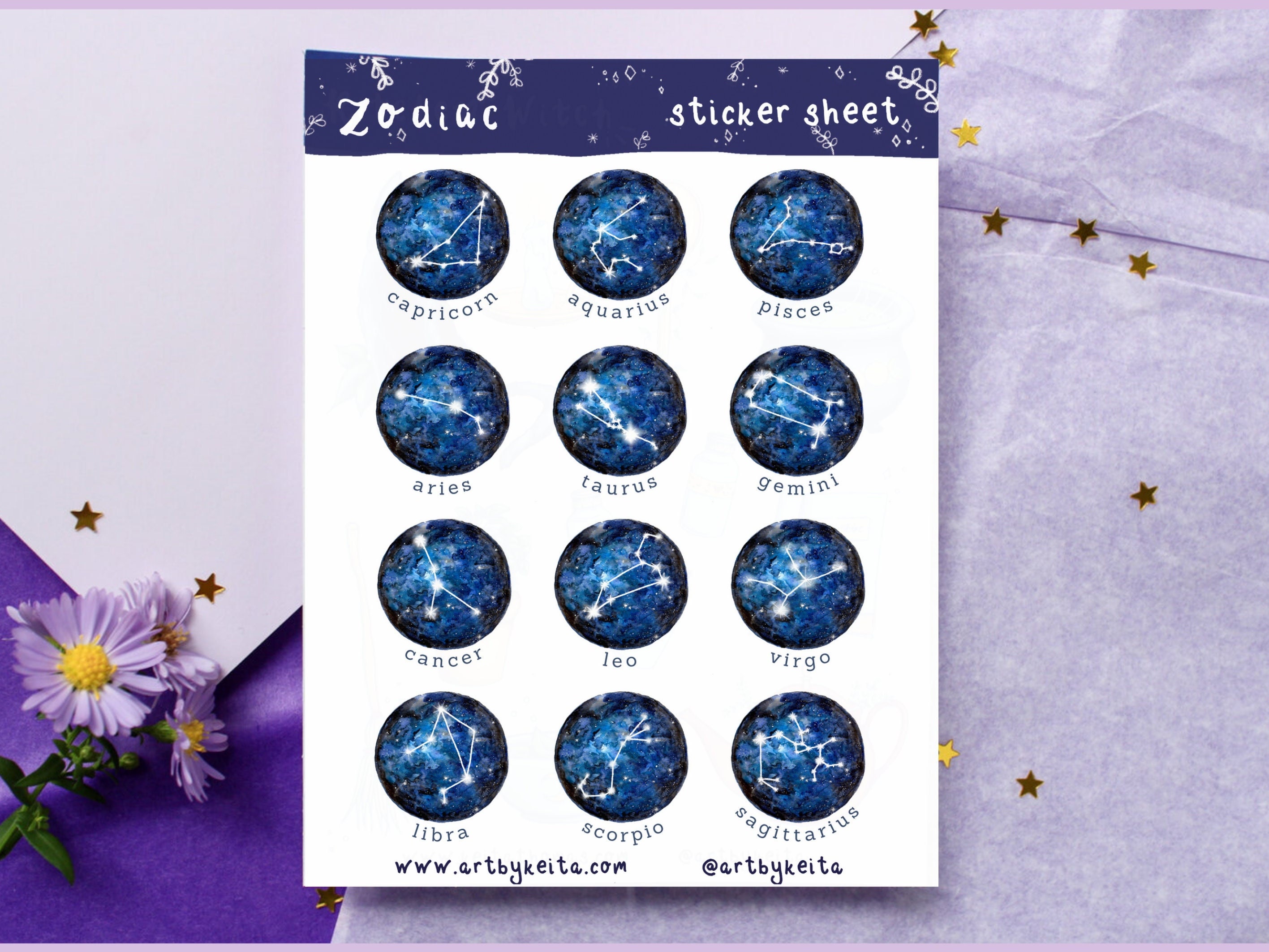 Office & School Supplies Home & Living Bright Zodiac Girl Sticker sheet ...