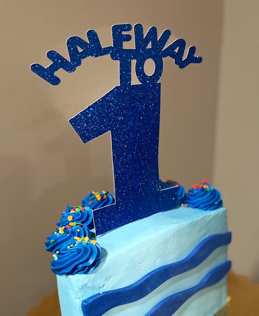 Halfway to One Card Stock Cake Topper - Etsy