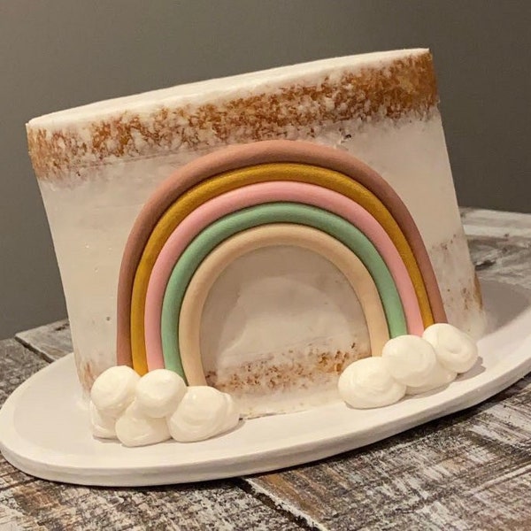 Pastel Rainbow Cake Topper - Etsy