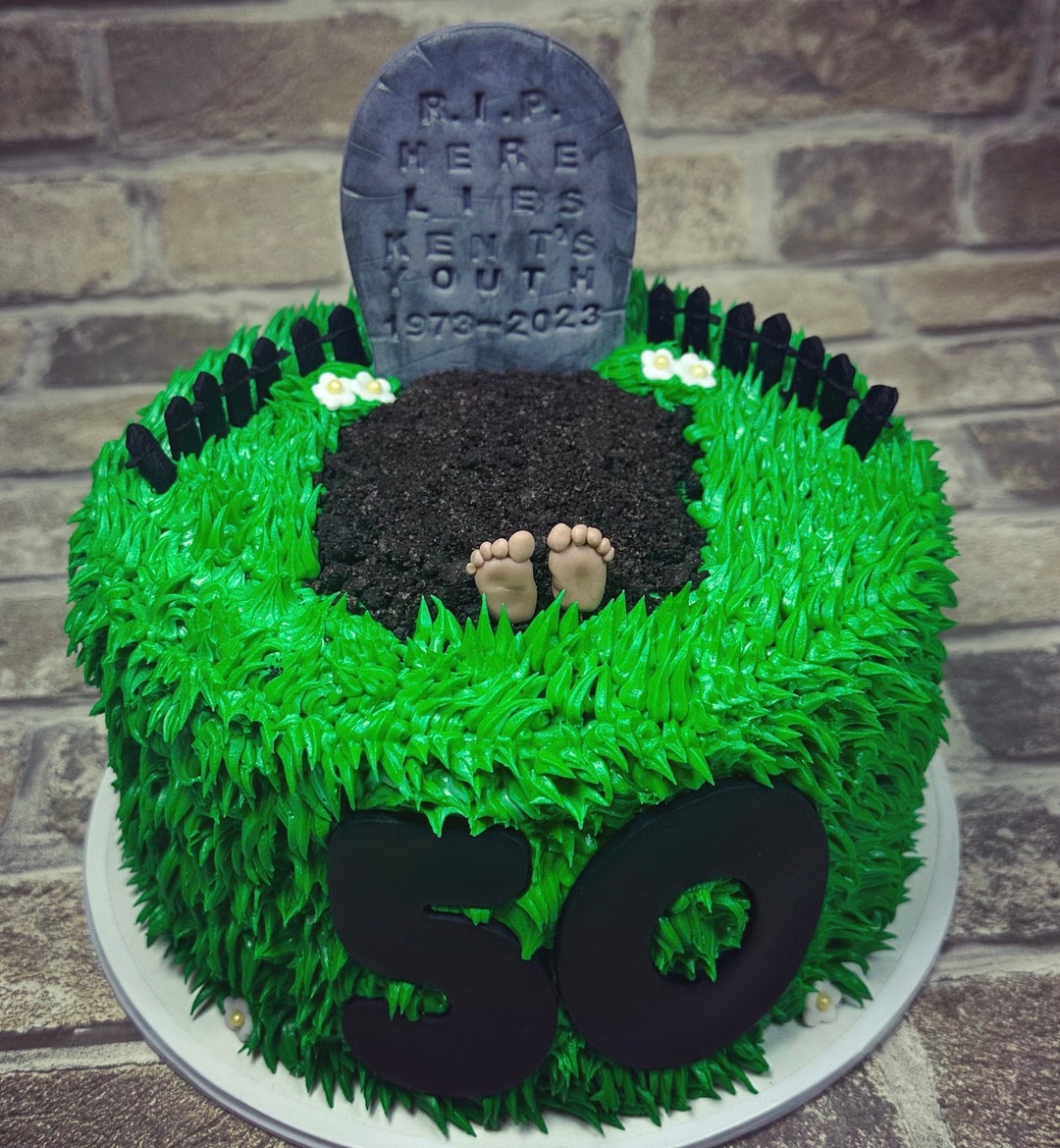 Personalized Tombstone “over the Hill” Fondant Cake Topper Set - Etsy