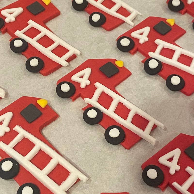 Fondant Fire Truck Cake Toppers - Etsy