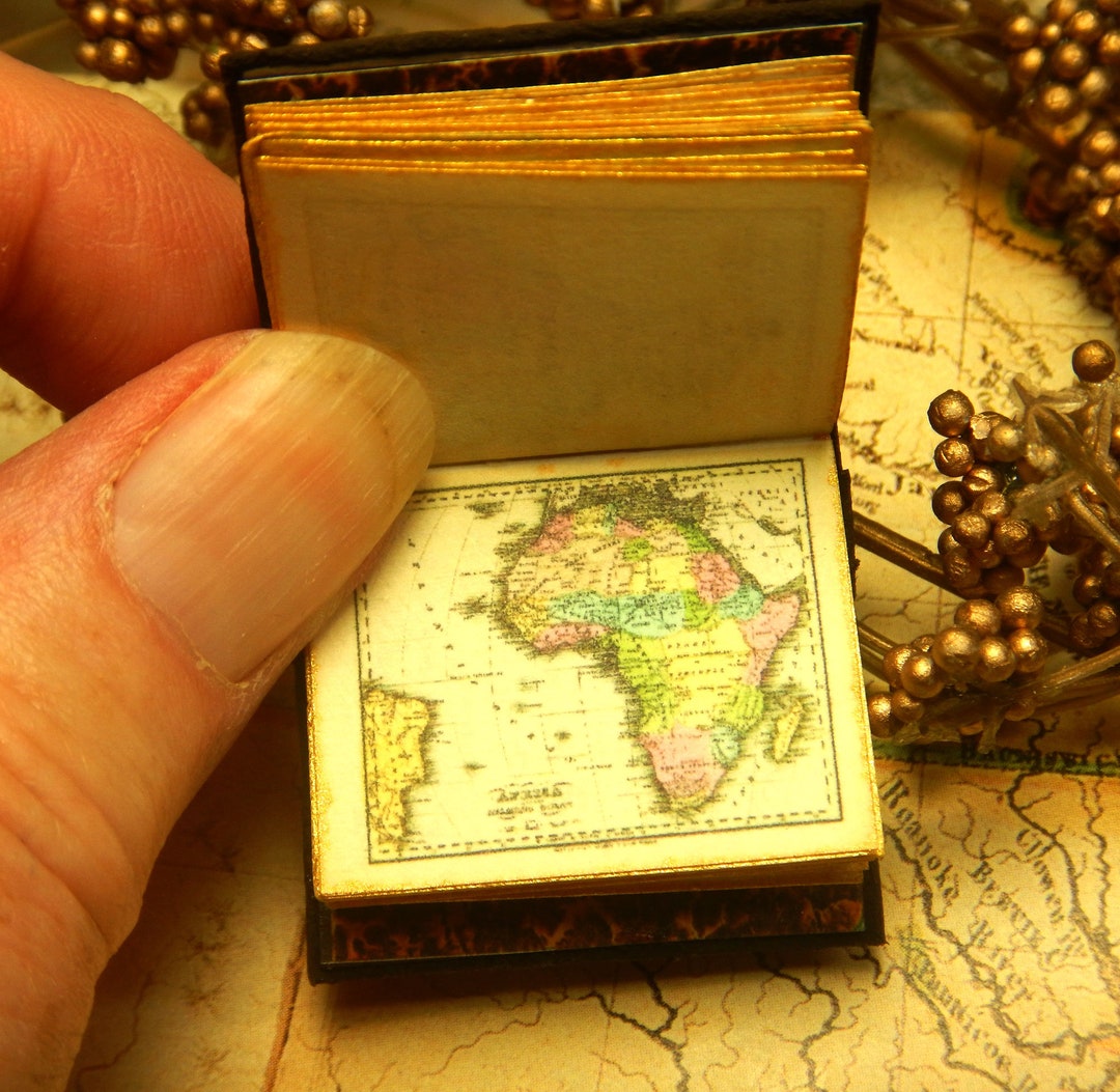 Miniature Atlas: a SIXTH SCALE Leather Miniature Book, Hand Bound in ...