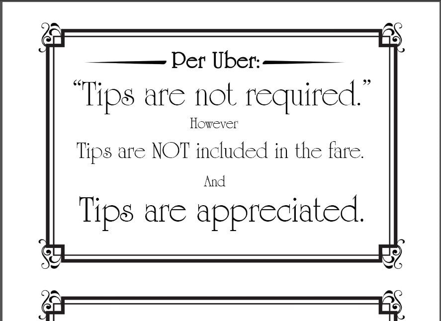 Uber Tips Not Included Thank You Sign for Print Digital Download - Etsy
