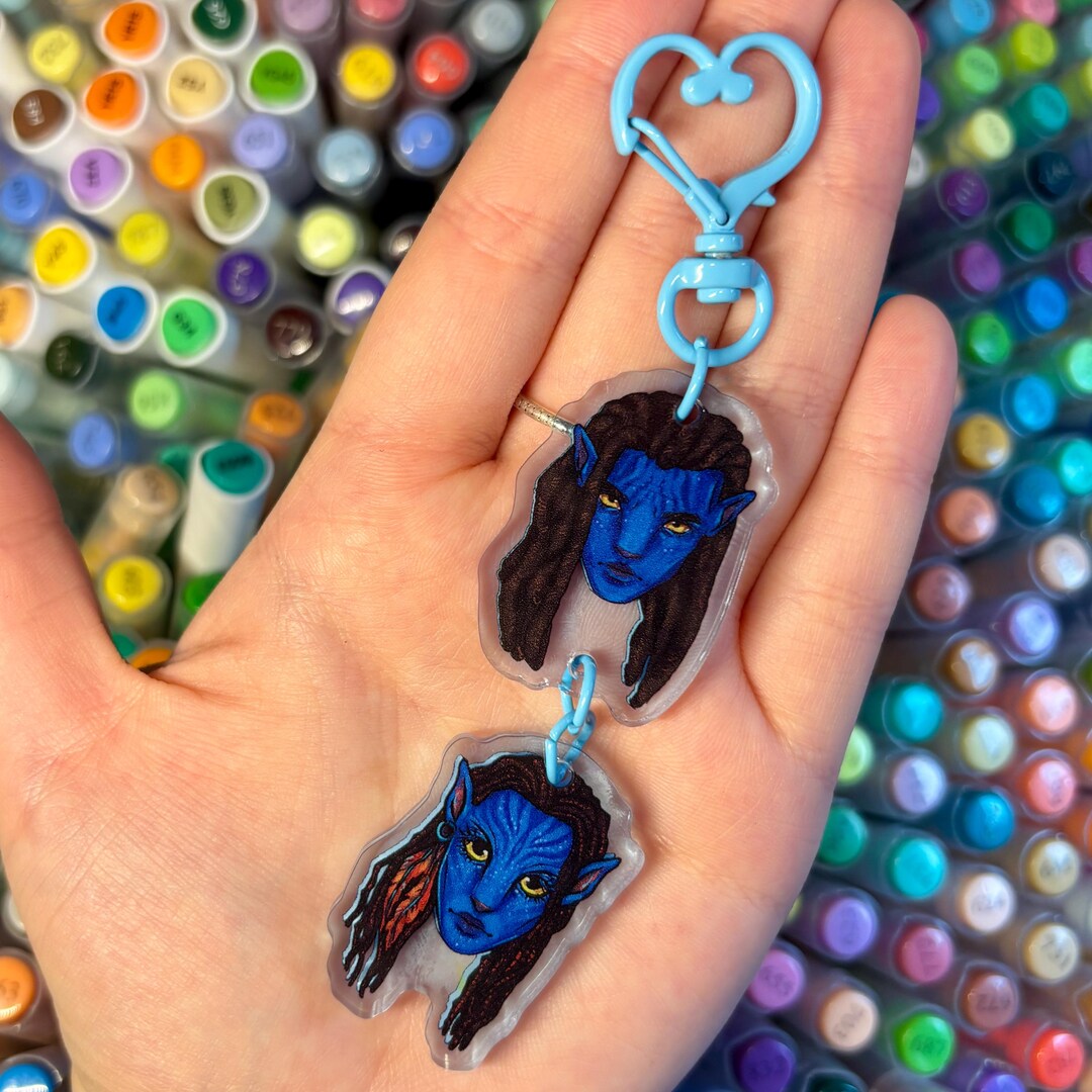 Fire and Ash Blue Alien INSPIRED Keyring! Blue Acrylic Double Sided ...