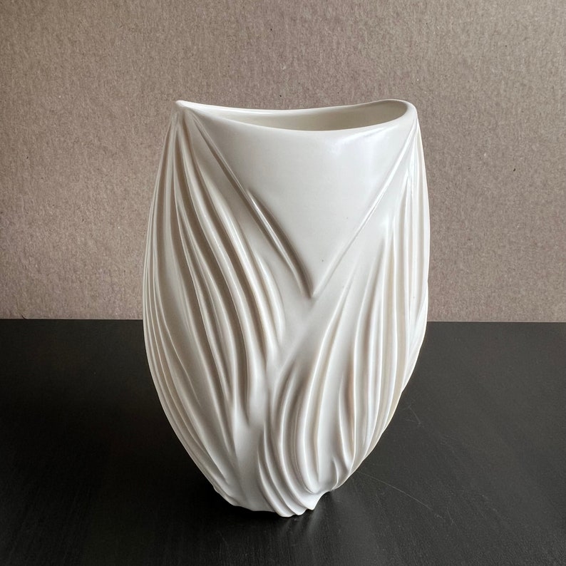 Multistem Vase, Large, Oval, Pottery, Vessel, Porcelain, White, Hand ...
