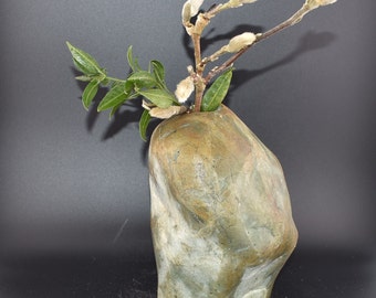 Stone Bud Vase - Natural Rock Vase - Rustic Decor Gray Rock - Textured ...
