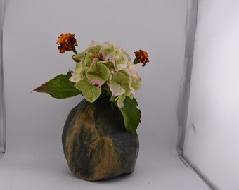 Modern Stone Rock Look Bud Vase, Vintage Chive Stone Rock Vase Modern ...