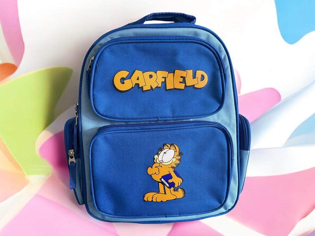 Vintage Garfield the Cat Backpack Big Blue Garfield Cartoon Backpack ...