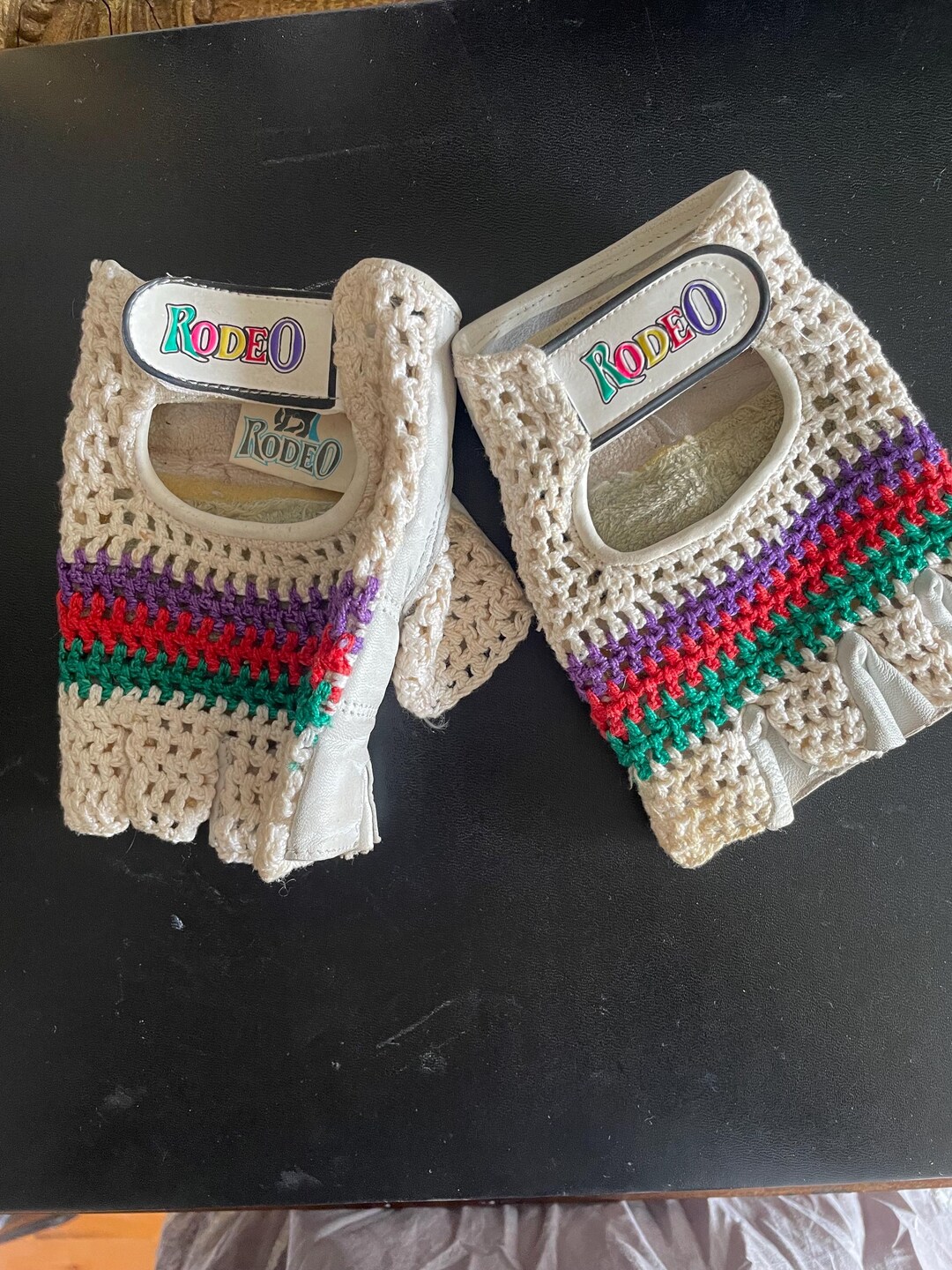 Vintage Rodeo Crochet and Leather Gloves 70s 80s Gloves Gift for Her ...