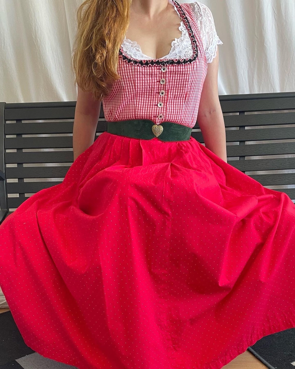Trachten Redl Gingham Red DIRNDL Dress Size 38D , Austrian Dress ,90s ...