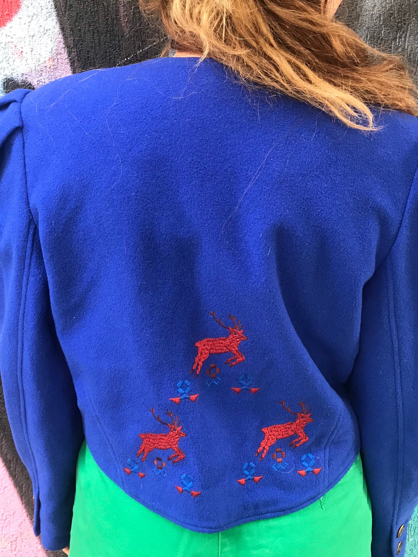 80s Crop Blazer German Blazer Deers Embroidery - Etsy