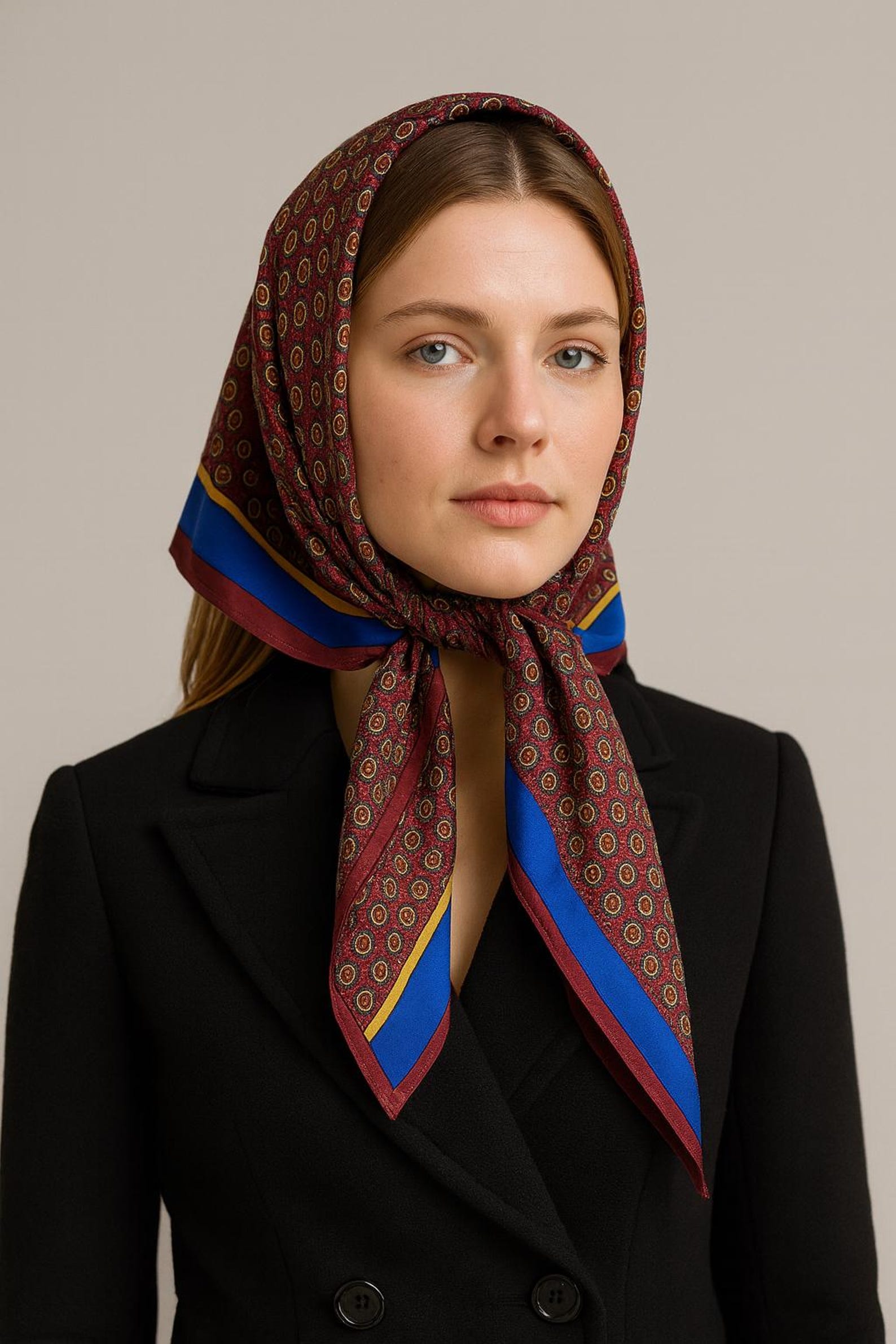 Vintage Silk Scarf Burgundy • Old Money Elegance • 100% Silk Gift for ...