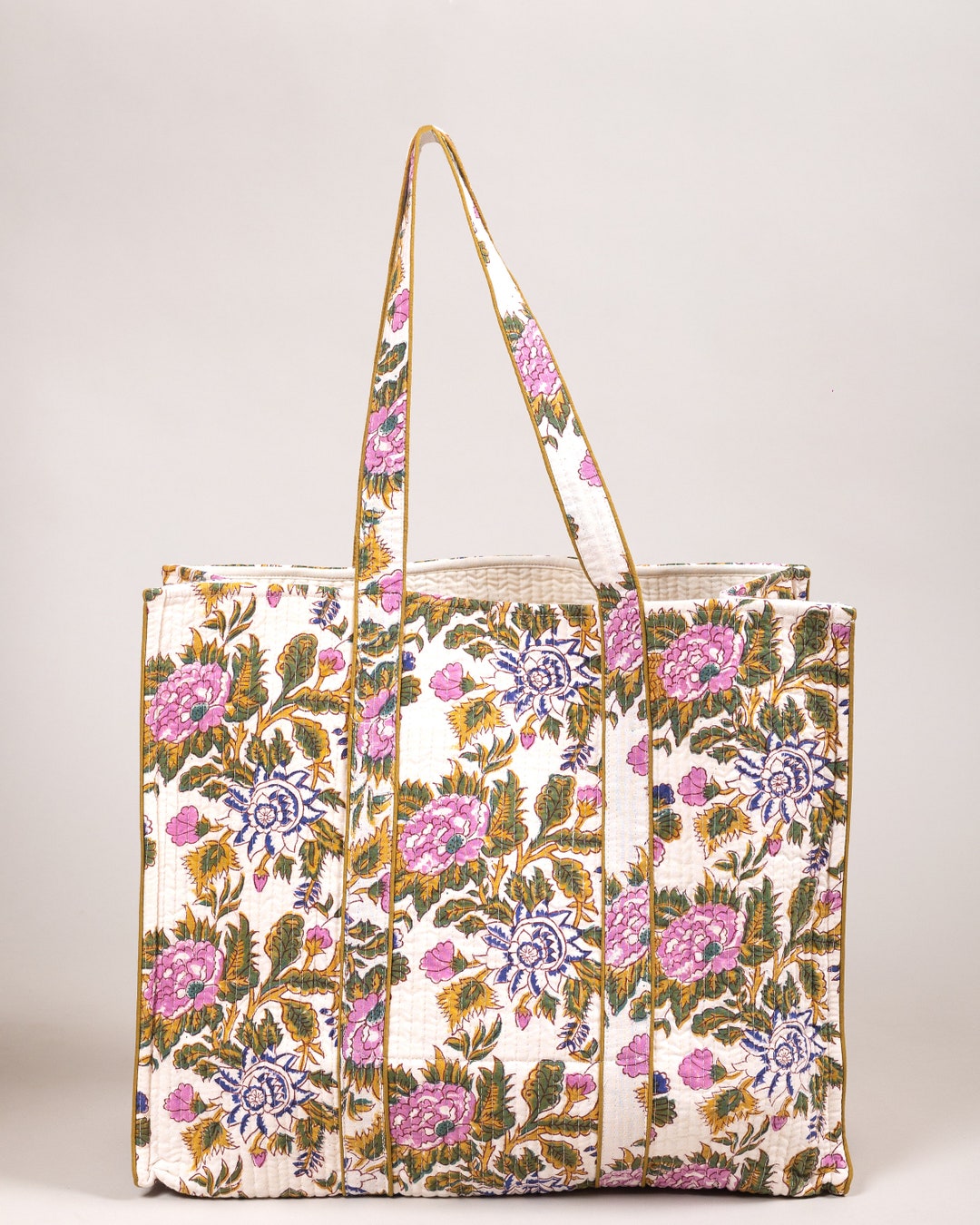 Hand Block Print Bags, Hand Block Printed Cotton Hand Bag, Quilted Tote ...