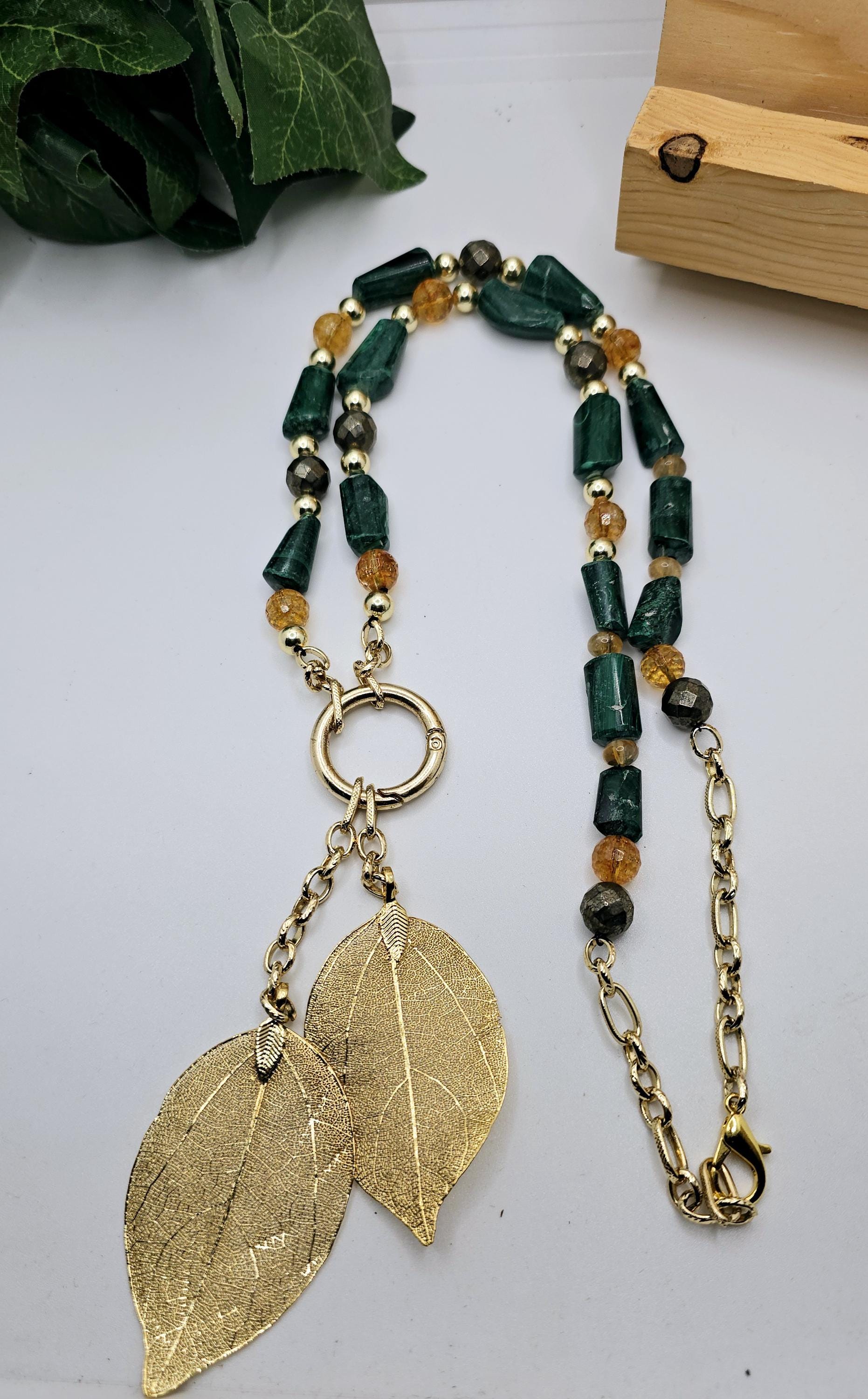 Genuine Malachite Necklace "necklace of Abundance" Citrine, Pyrite ...