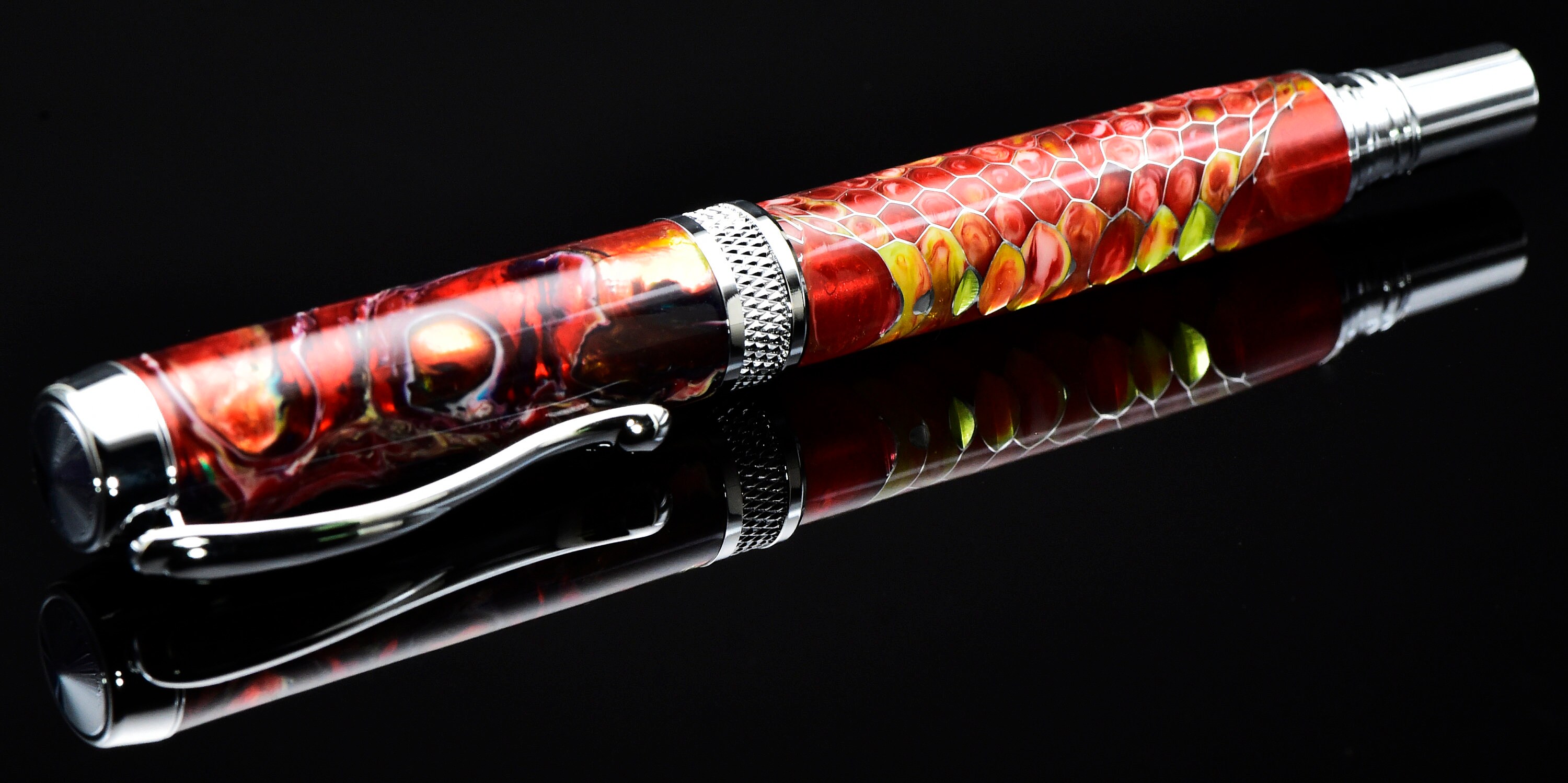 Pen 46 Screw Cap ( Alumilite Resin Epoxy Stabilized Wood Aluminum Grid ...