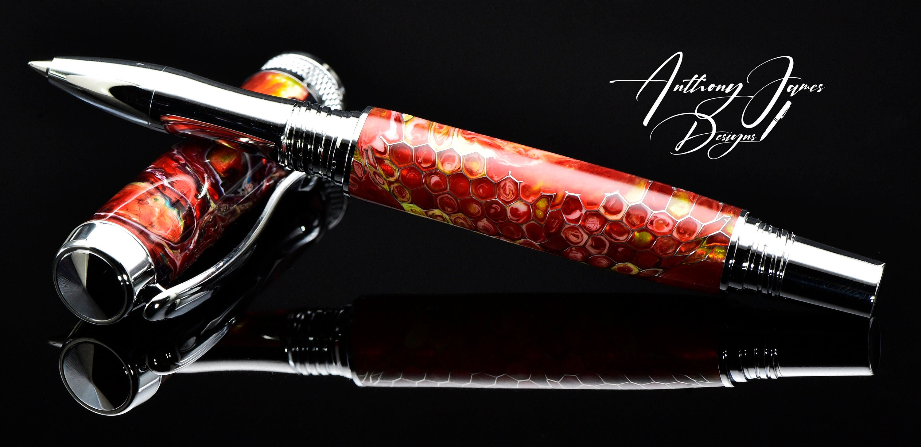 Pen 46 Screw Cap ( Alumilite Resin Epoxy Stabilized Wood Aluminum Grid ...