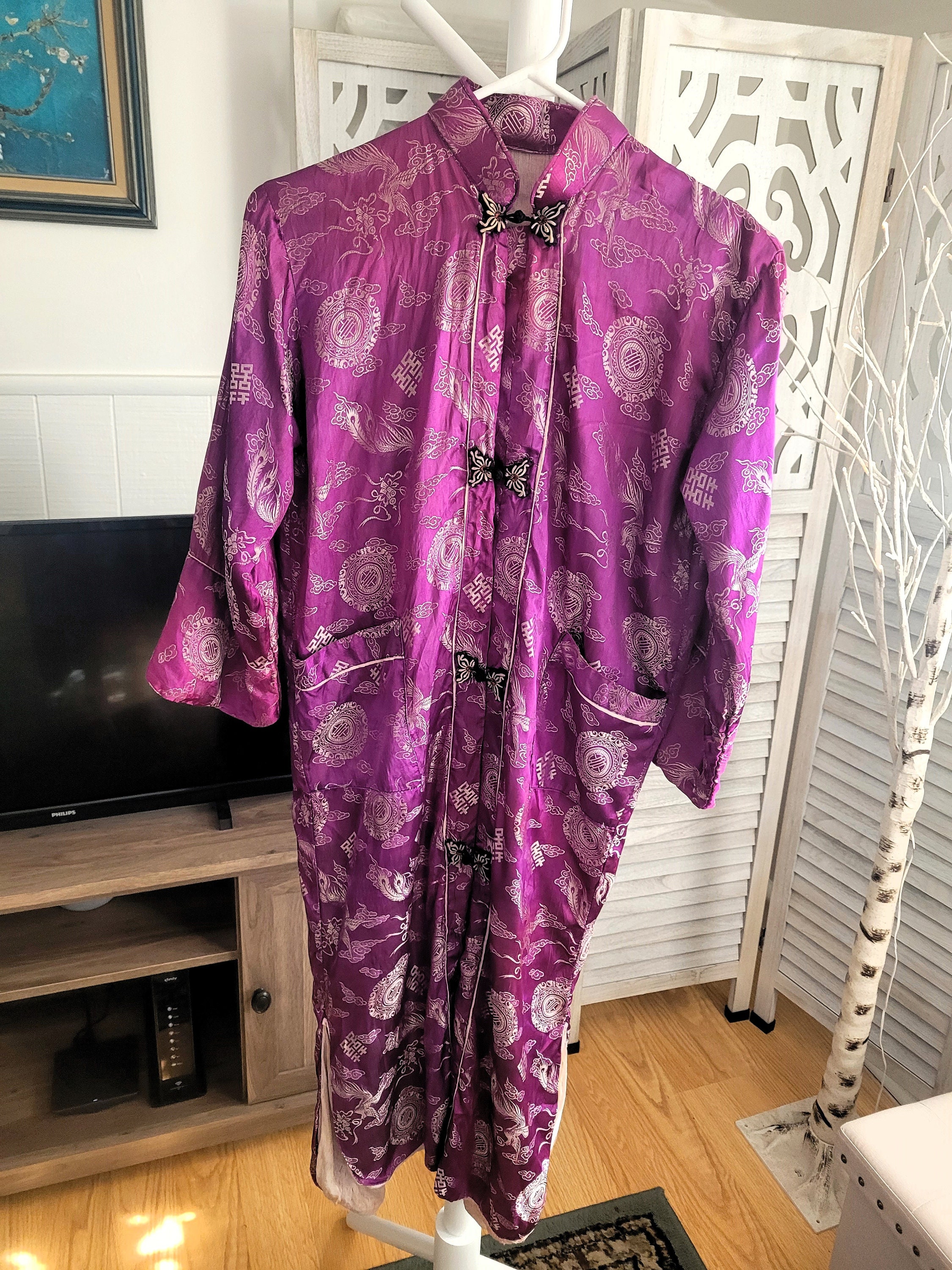 Vintage Purple Silk Robe 1970s - Etsy