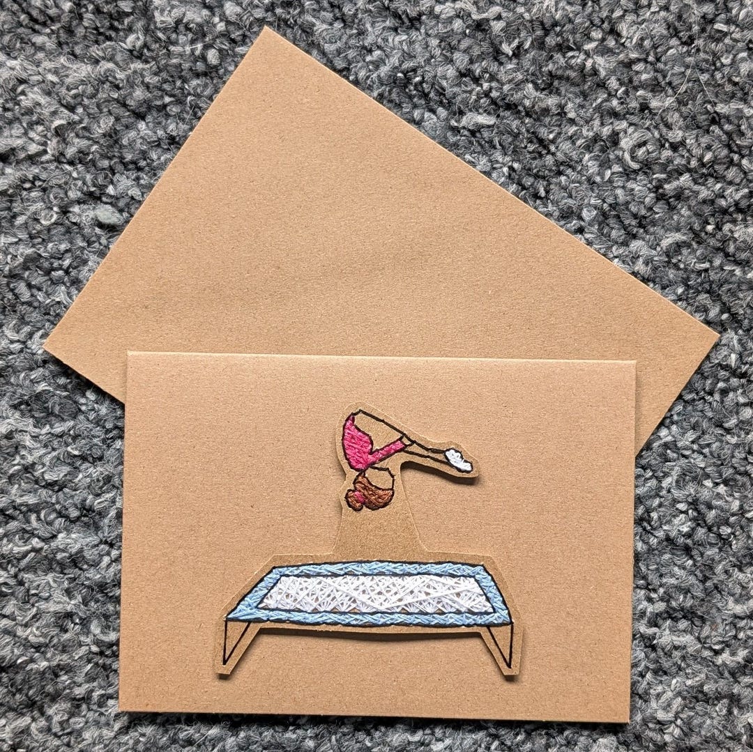 Trampoline Card - Brown Hair - Etsy