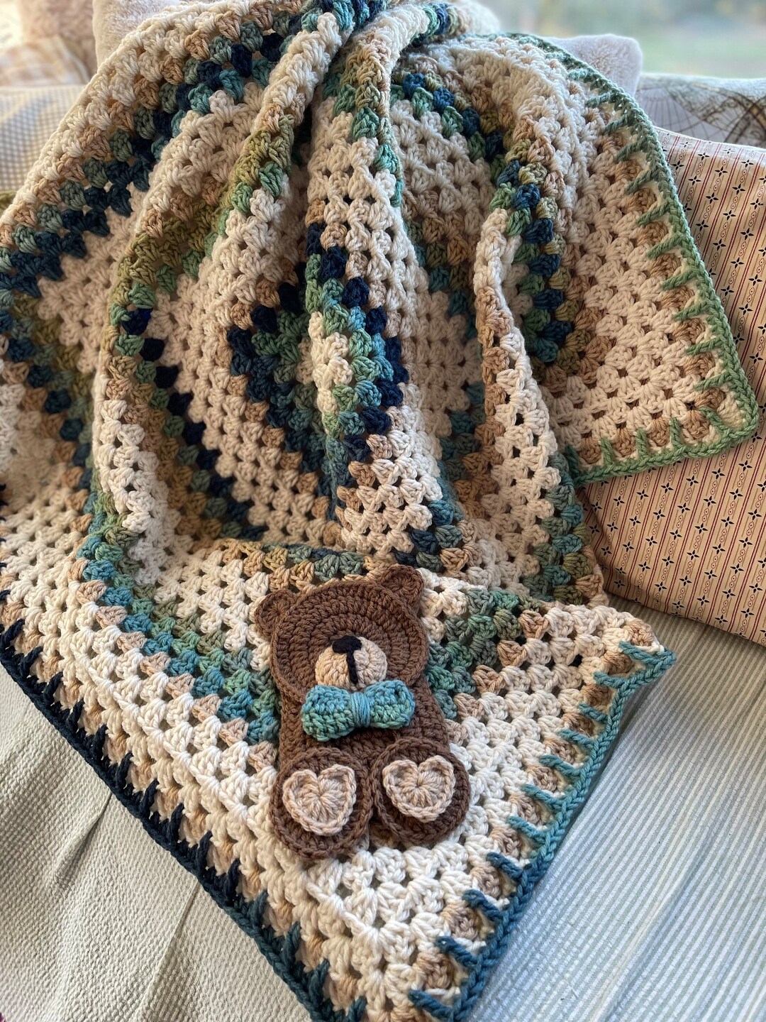 Crochet Baby Bear Blanket Bear Appliqué - Etsy