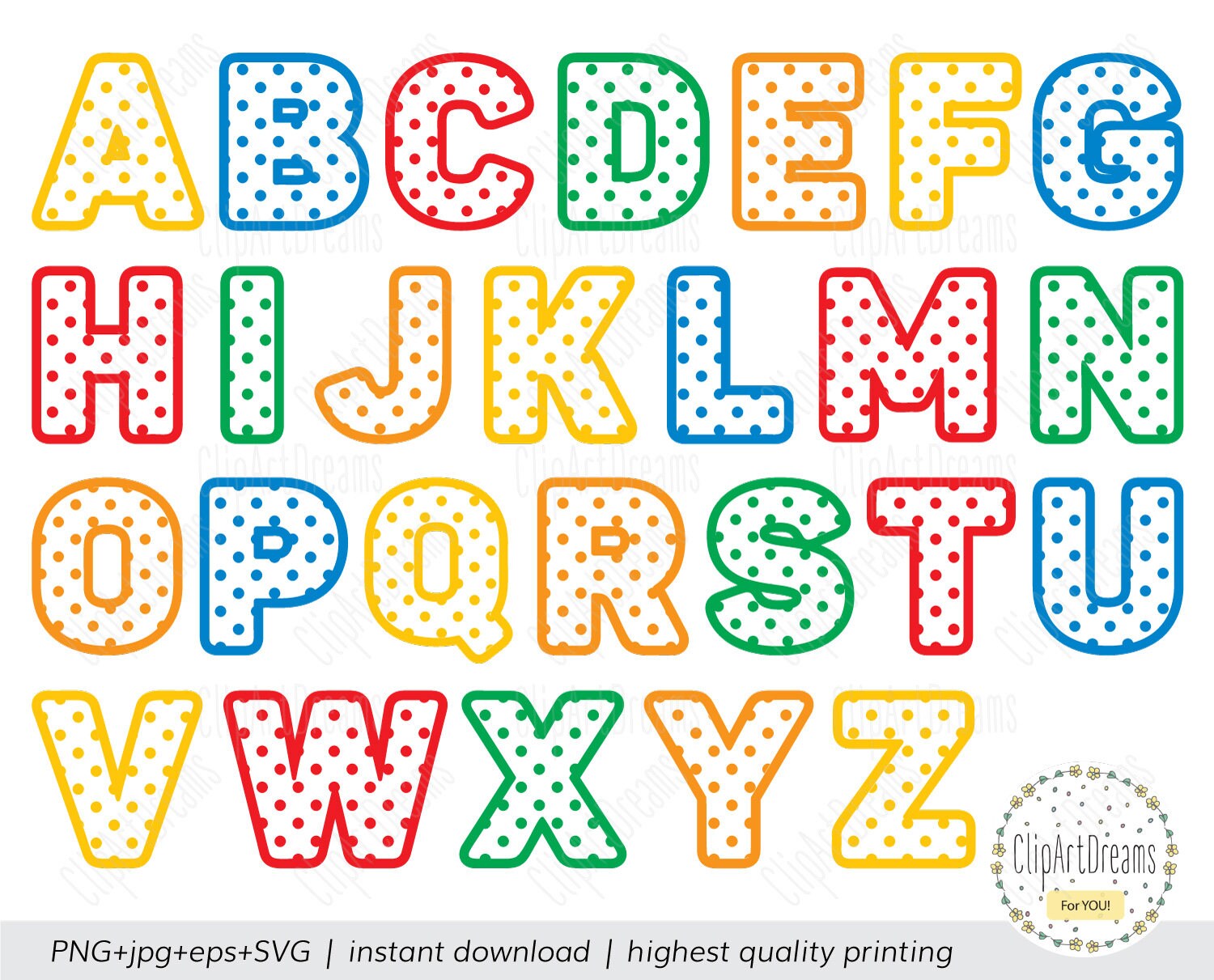 Polka dot Font SVG Polka dot Letters Alphabet Svg files | Etsy